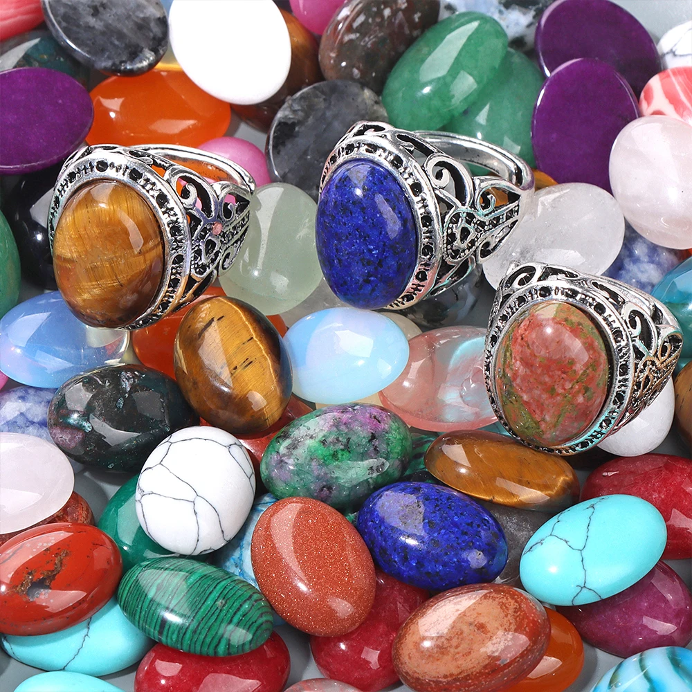 10pcs-Natural-Stone-Cabochon-Beads-Semi-Oval-Howlite-Turquois-Lapis-Gems-Cameo-Beads-for-Jewelry ...