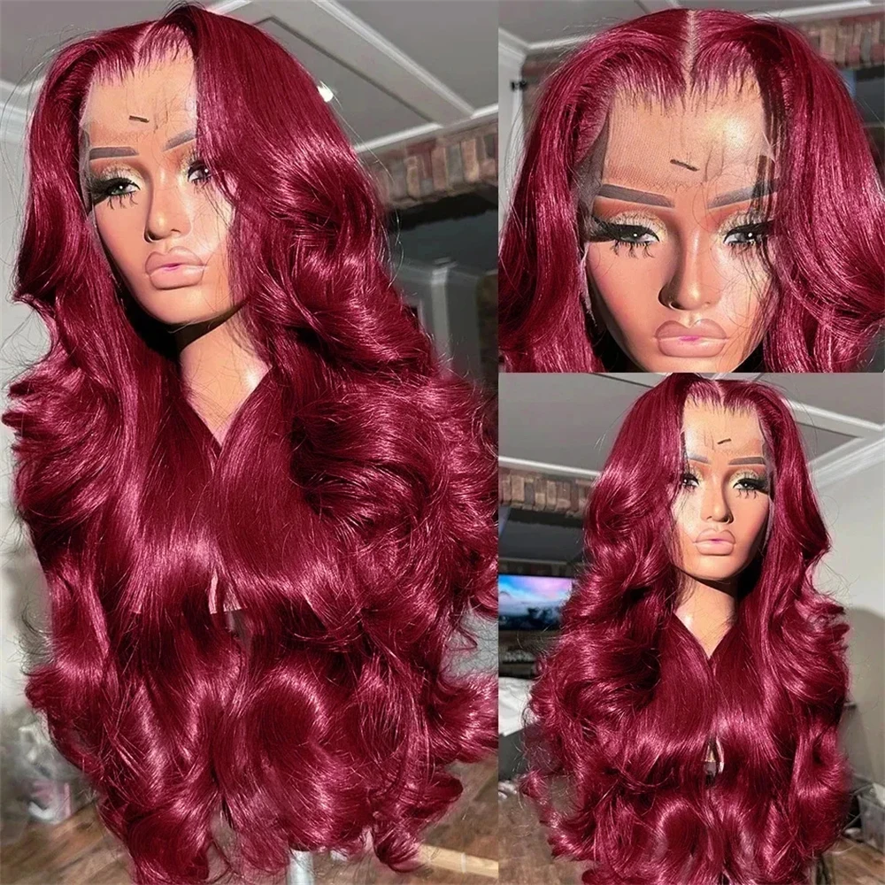Body Wave HD 99J Burgundy Lace Front Human Hair Wig Cheap Body Wave ...