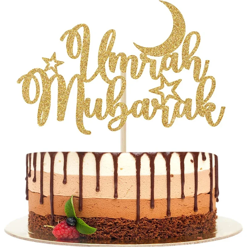 Topper-de-bolo-Umrah-Mubarak-com-glitter-dourado-decora-es-de-bolo-Hajj ...