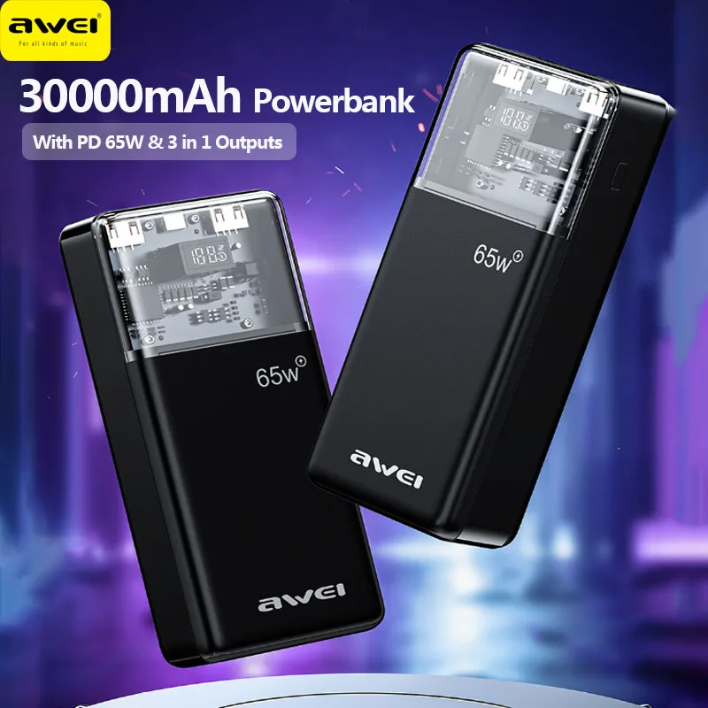 Awei-P109K-Grupo-de-energia-3-em-1-30000mAh-com-Grupo-de-carregamento-r ...