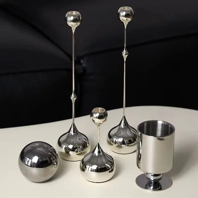 European-Metal-Water-Drop-Silver-Candle-Table-Soft-Decoration-Table-Top ...