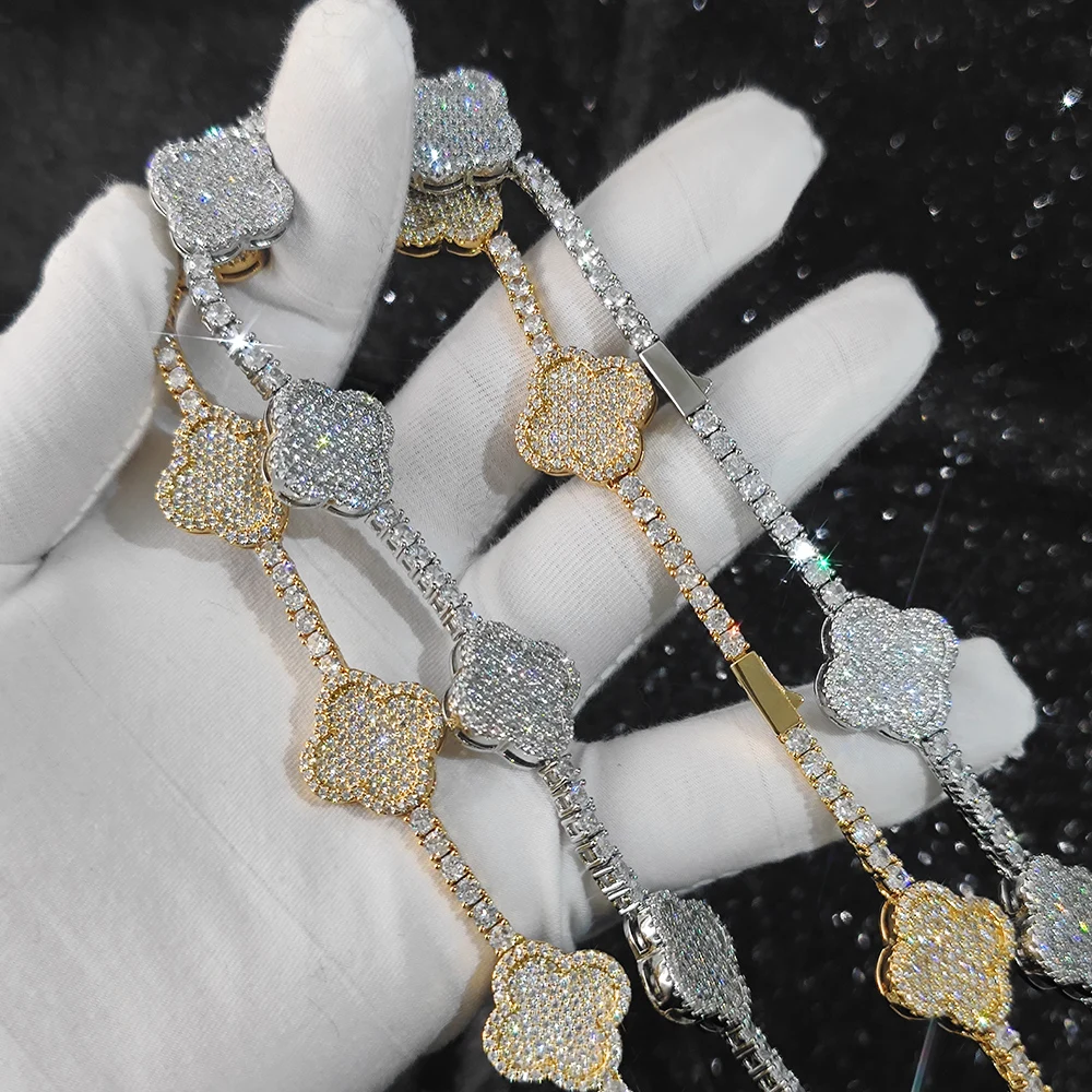 Pulseira-Lucky-Four-Leaf-Clover-para-homens-e-mulheres-corrente-de-t ...