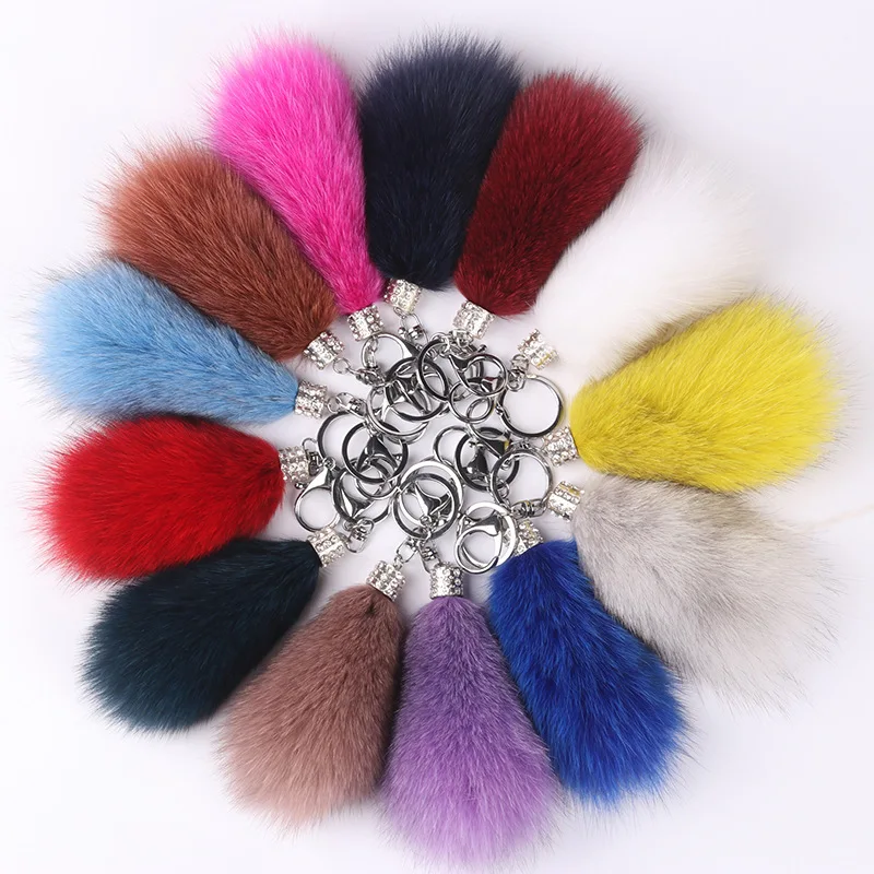 DANKEYISI-Cute-Soft-Fox-Tail-Fur-Keychains-Men-Women-Pompom-Pendant-Car ...