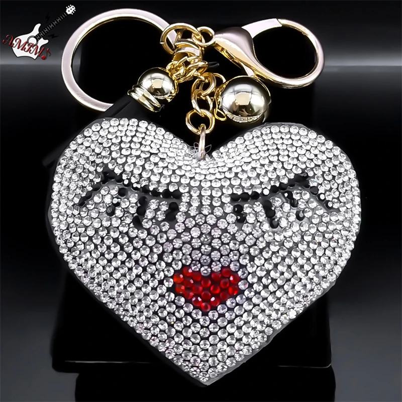 Punk Hip Hop Eye Eyelash Red Lip Heart Keychain for Women Men ...