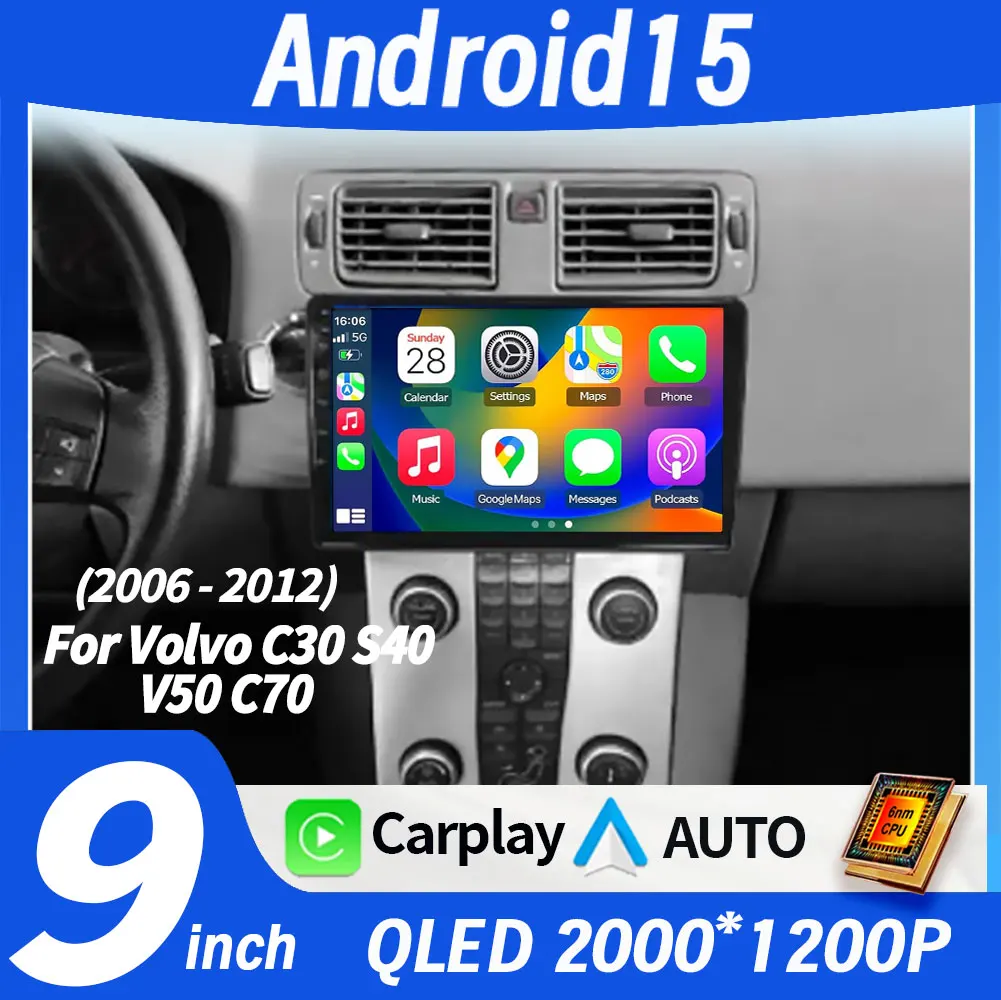 Android 15 Auto For Volvo C30 S40 V50 C70 2006 - 2012 Car Video Player ...