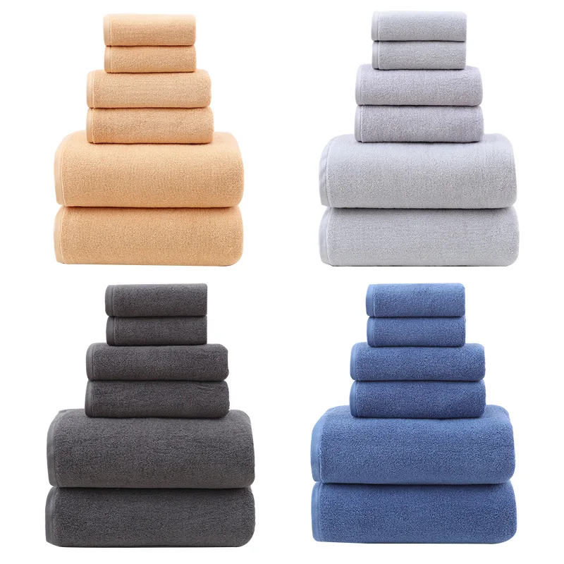 Cotton-6-Piece-Towel-Set-Bathroom-Soft-2-Square-Towels-2-Face-Towels-2 ...