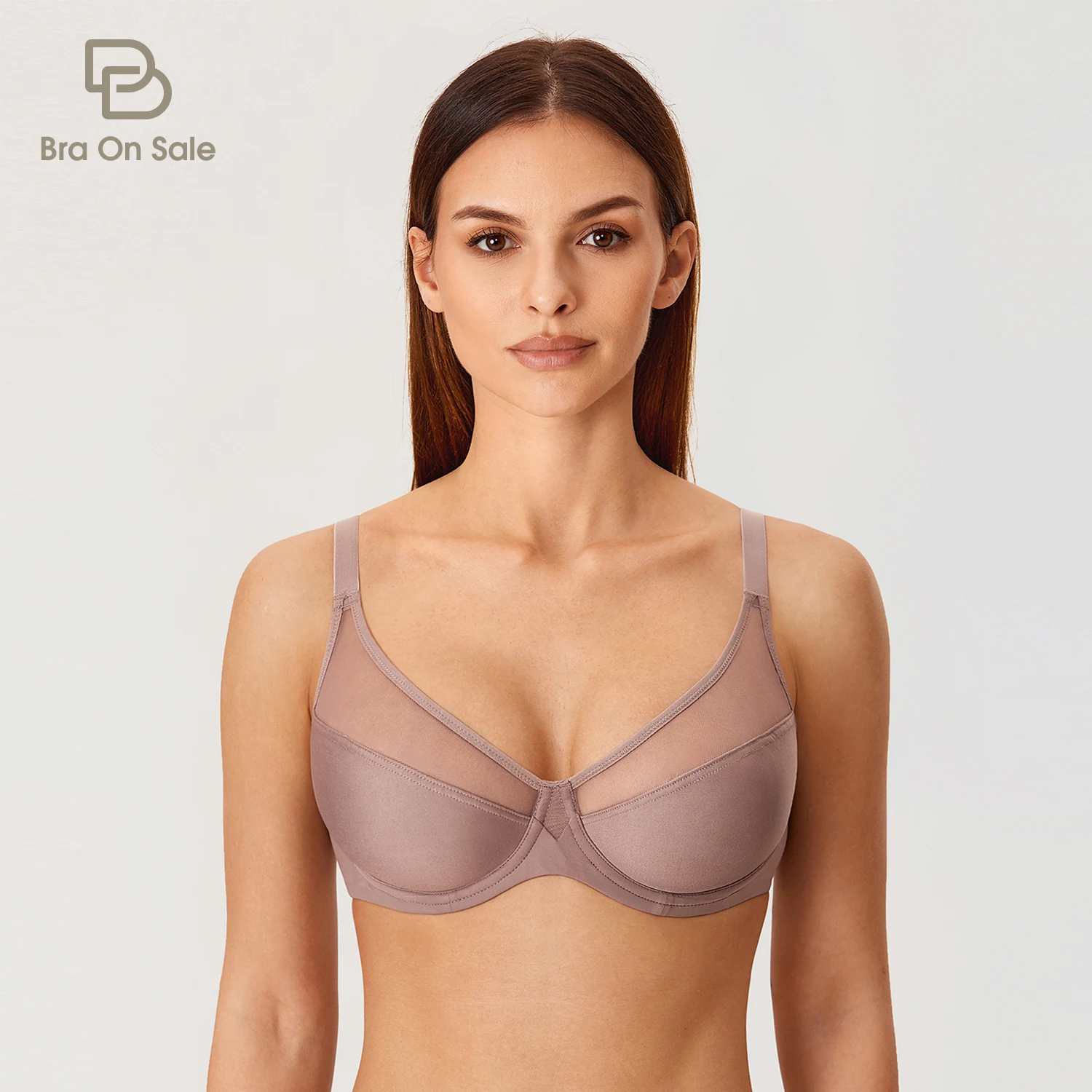 Women's Minimizer Bra Plus Size Full Coverage Sheer Underwire Unlined ...