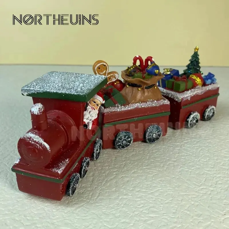 NORTHEUINS-Resin-Red-Small-Train-Christmas-Santa-Driving-The-Train-Home ...