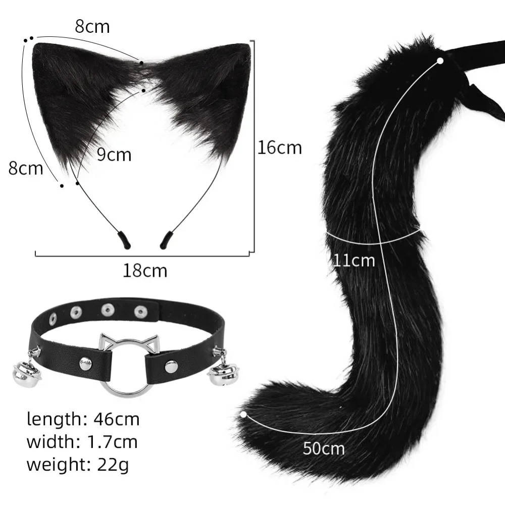65cm-Two-dimensional-Animal-Ears-and-Tail-Set-Collar-Hairpin-Hand-made ...