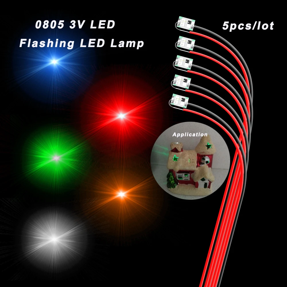 Led Rossi 5 LED SMD Rossi Lampeggianti Pre-cablati, Per Circuiti 9V-18V ...