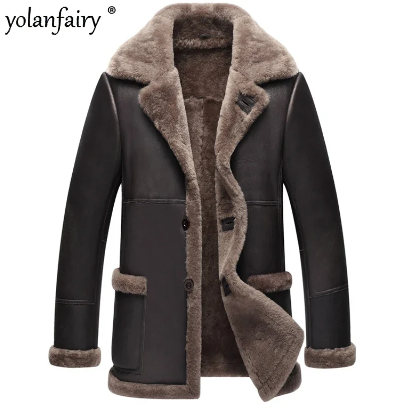 Genuine-Leather-Jacket-Men-Winter-Jacket-Natural-Wool-Fur-Coat-Real ...