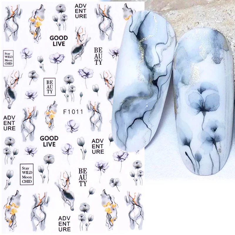 Blooming-Marble-Nail-Stickers-3D-Gradient-Decals-Graffiti-Lines ...