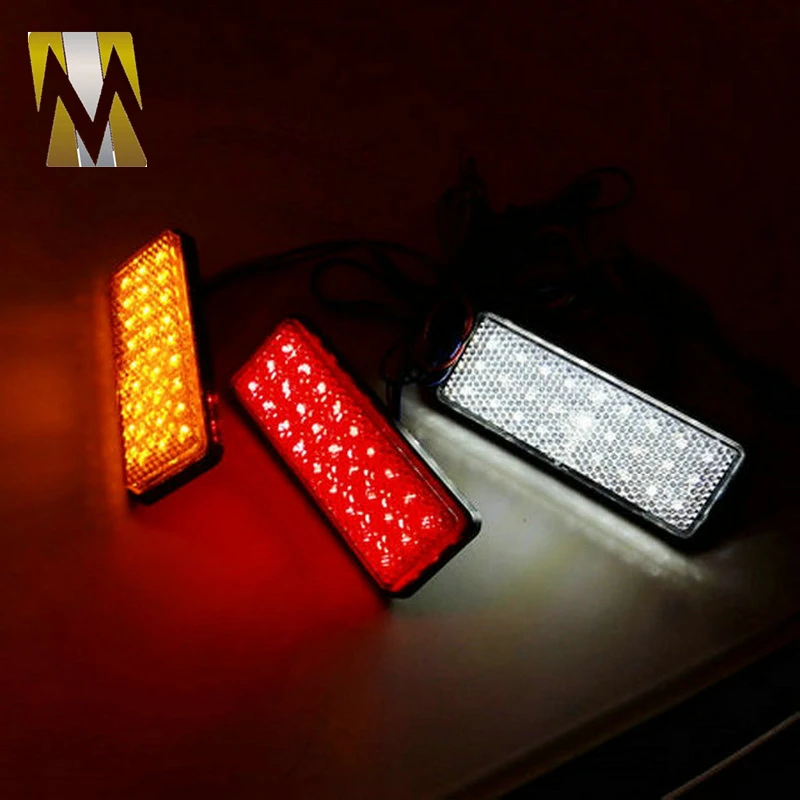 Red Lens Rectangle Red Led Reflectors Brake Light For Universal ...