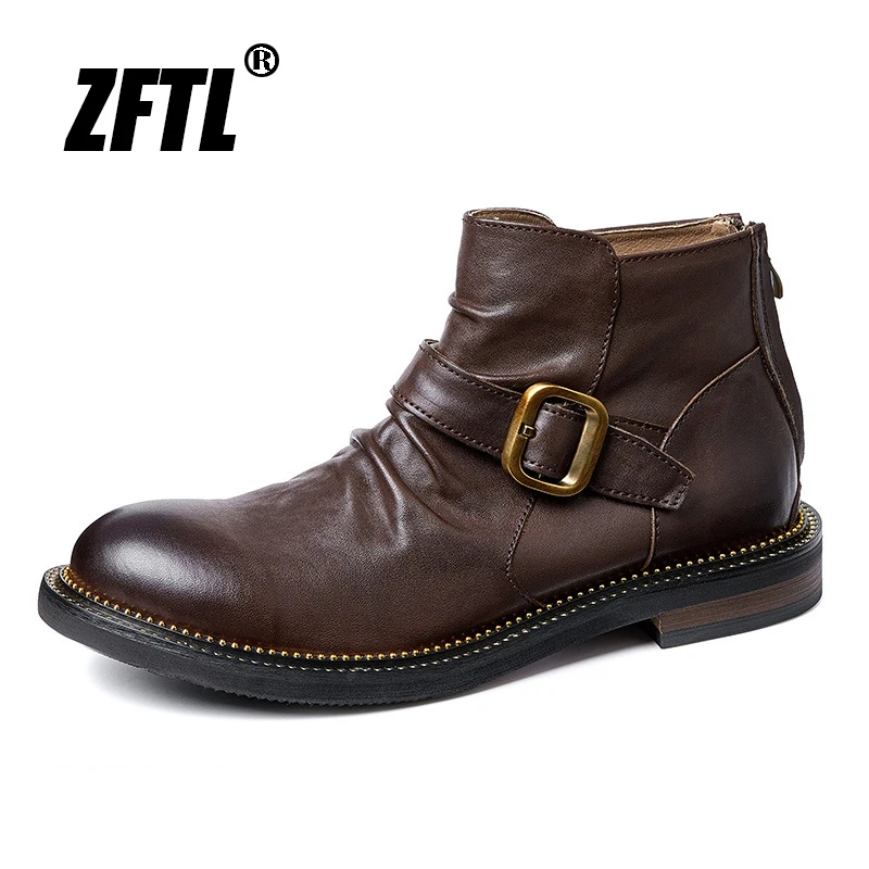 ZFTL-Men-s-Genuine-Leather-Ankle-Boots-Chelsea-Boots-British-retro-high ...