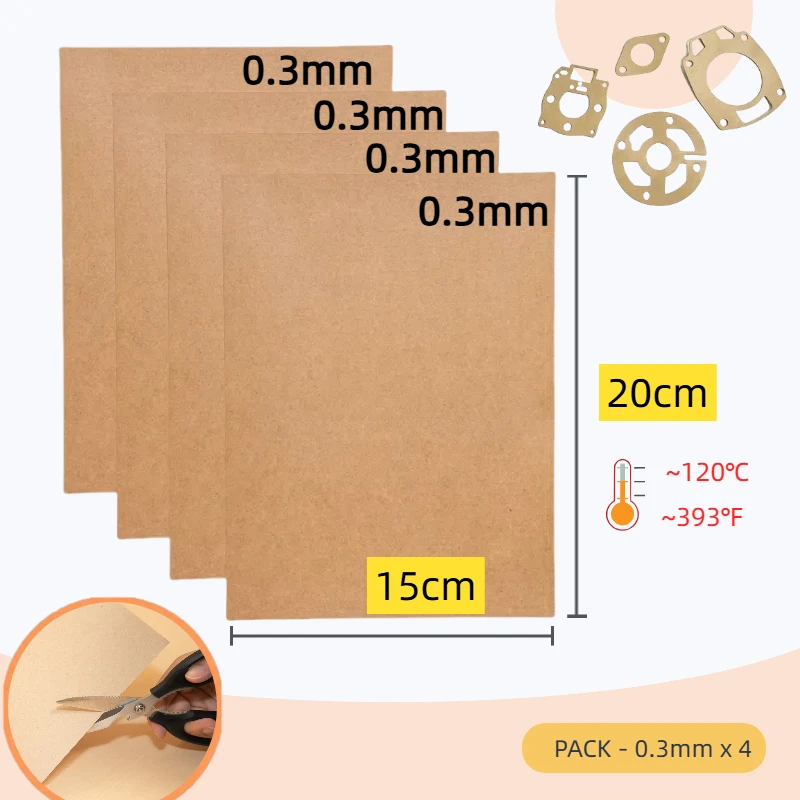 Gasket Paper Sheets 0.3mm x 4|Tear-Resistant Heatproof Oil-Resistant ...