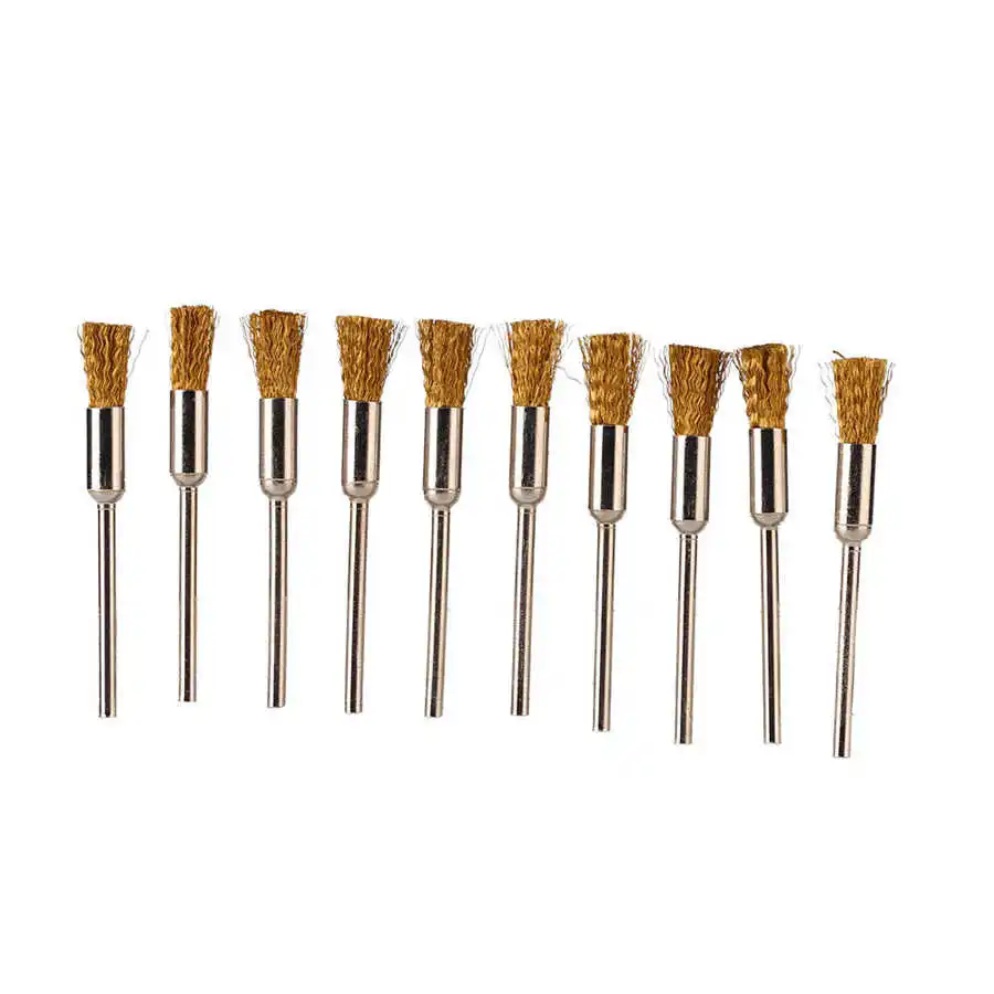 10pcs Brass Wire Brushes Professional 3mm Rod Mini Copper Pen Brush ...
