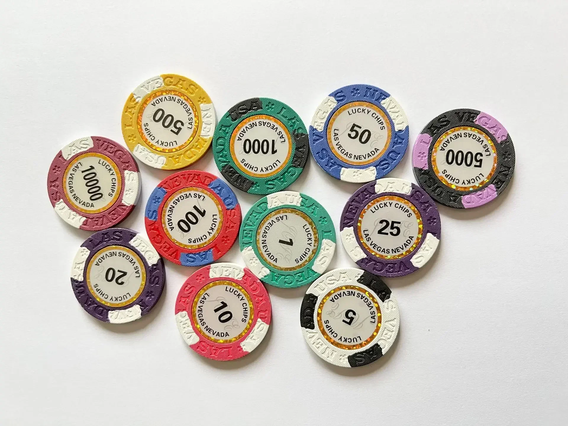 10PCS Las Vegas 14g Clay Chip Poker Chips Entertainment Texas Poker ...