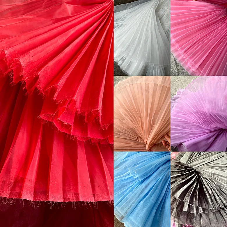 Pleated-Organza-Fabric-By-The-Meter-for-Wedding-Dresses-Clothes-Skirts ...
