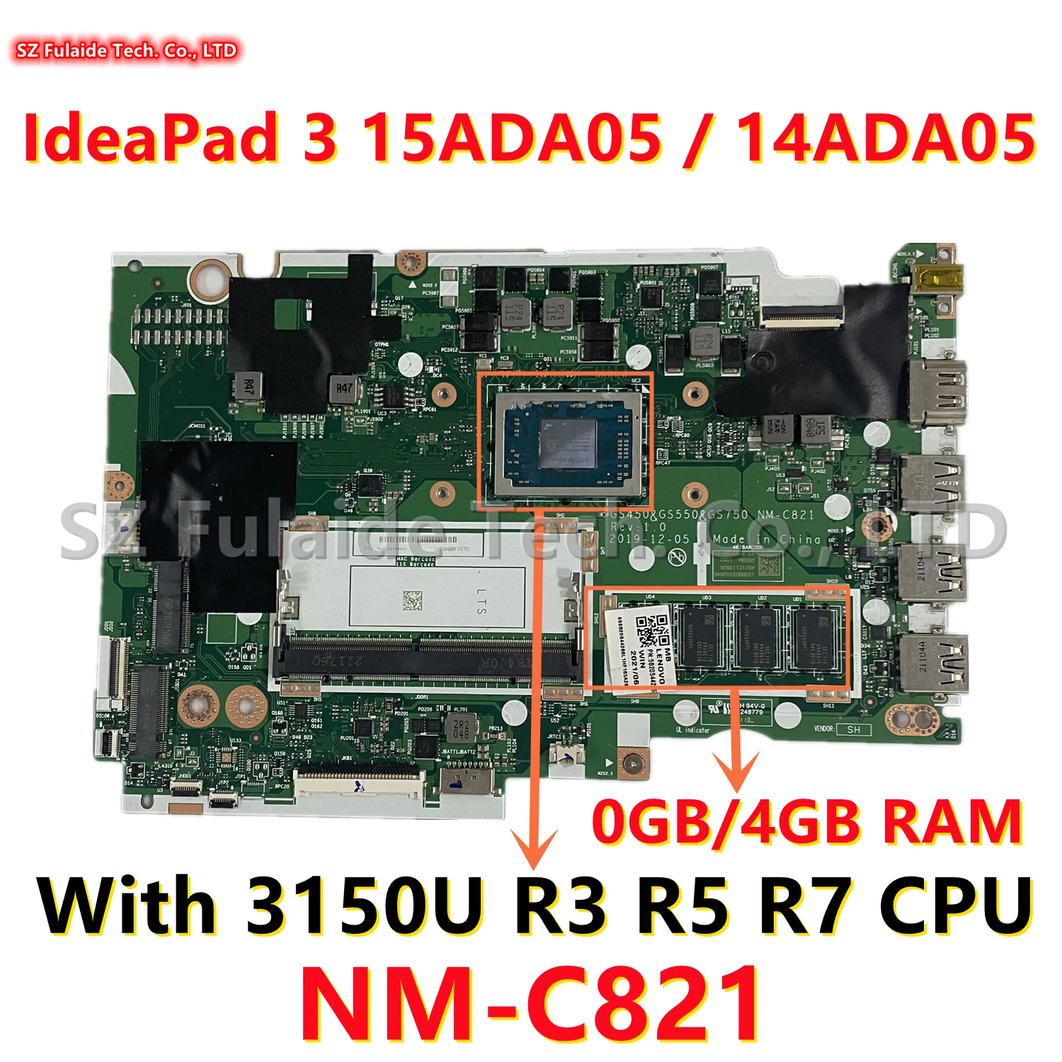 NMC821-NM-C821-For-Lenovo-IdeaPad-3-15ADA05-14ADA05-Laptop-Motherboard ...