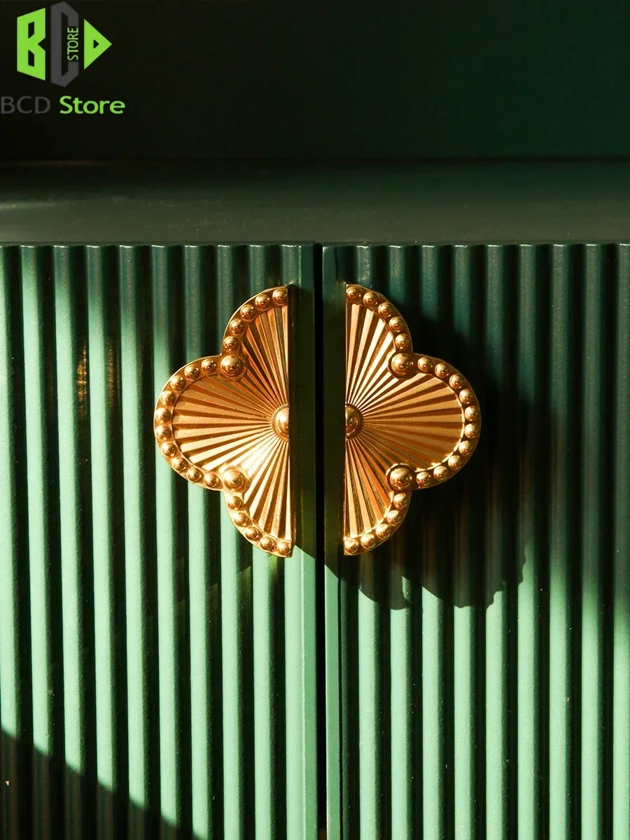 BCD Vintage Brass Cabinet Door Handles French Light Luxury Four Leaf ...