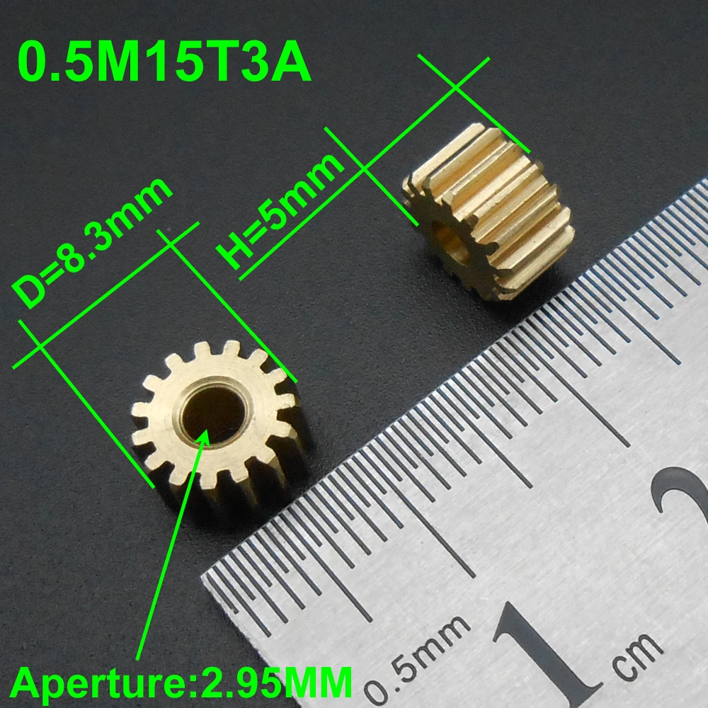 100Pcs/Lot 0.5M 15 Teeth 15T Brass Spur Gear Pinion 0.5 Modulus T=15 Aperture 3MM 2.97MM 153A ...