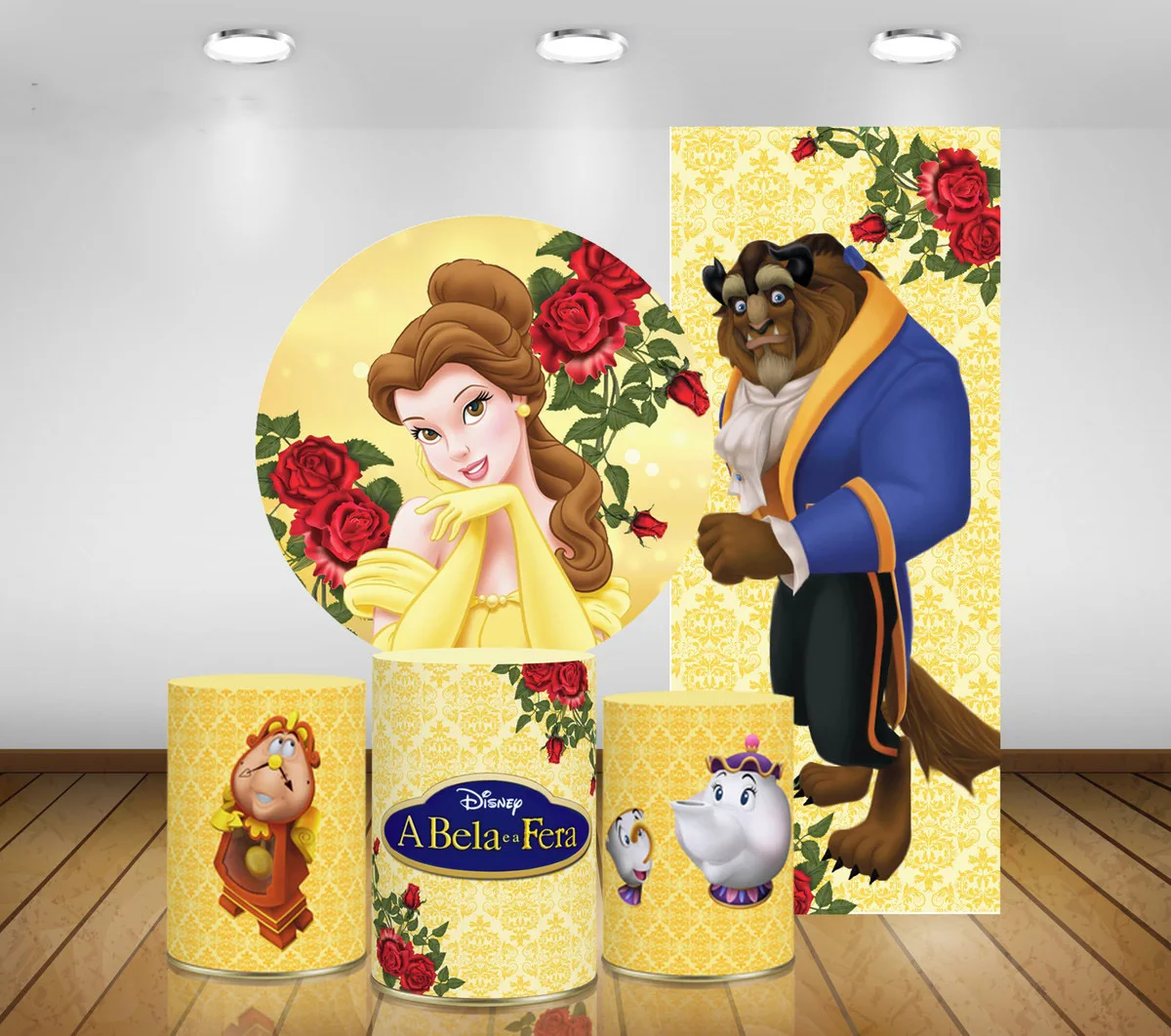 Beauty-and-The-Beast-Circle-Backdrop-Princess-Girls-Happy-Birthday ...