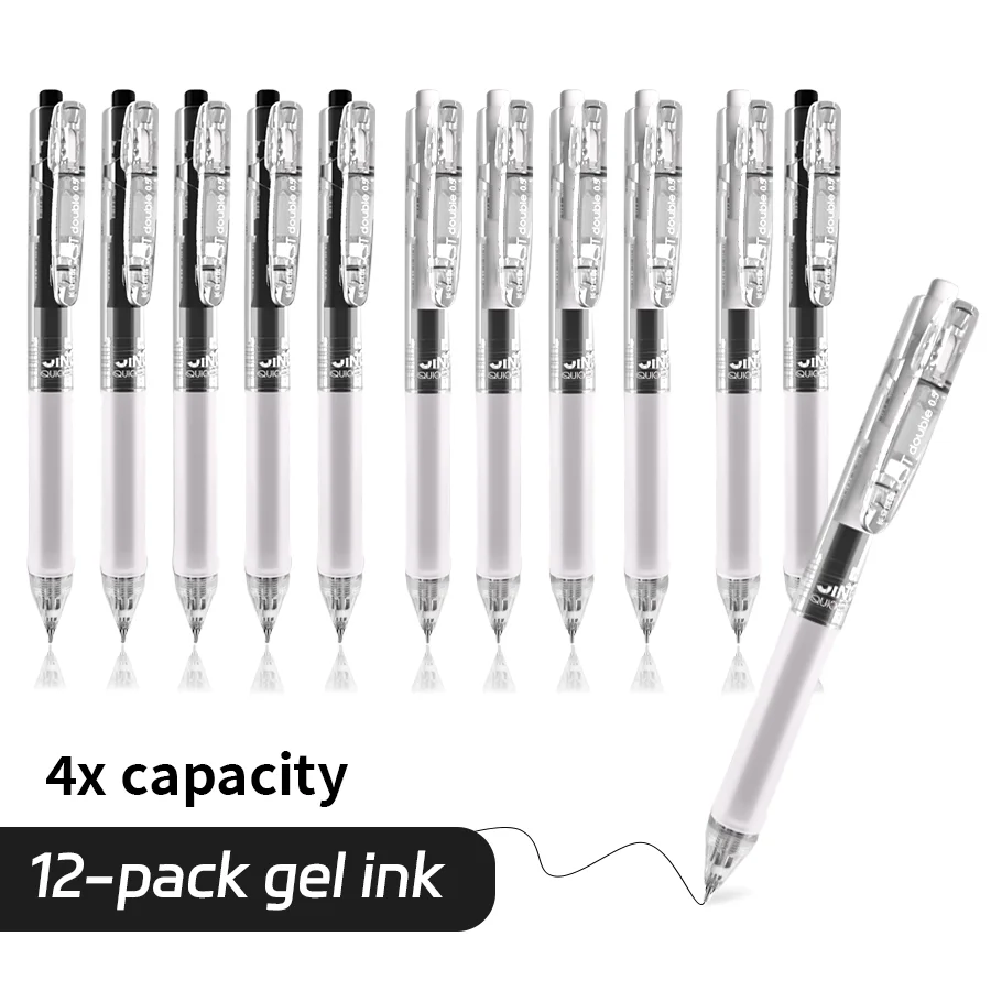 Gel Pens 12 Pack - Retractable, Ultra Fine Tip 0.5mm, Durable Non-slip ...
