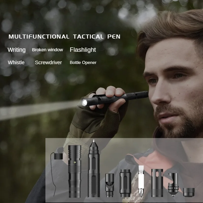 Self-Defense-Tactical-Pen-Flashlight-Multifunction-Aluminum-Alloy ...