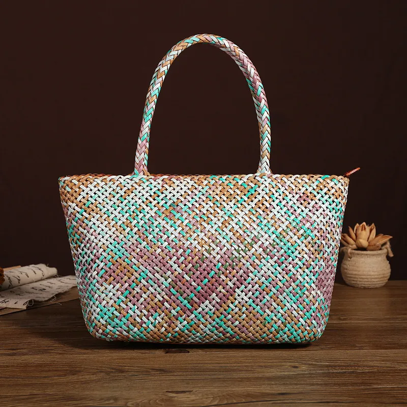 Women-Real-Leather-Handbag-retro-Handmade-Woven-Totes-Female-Cowhide ...