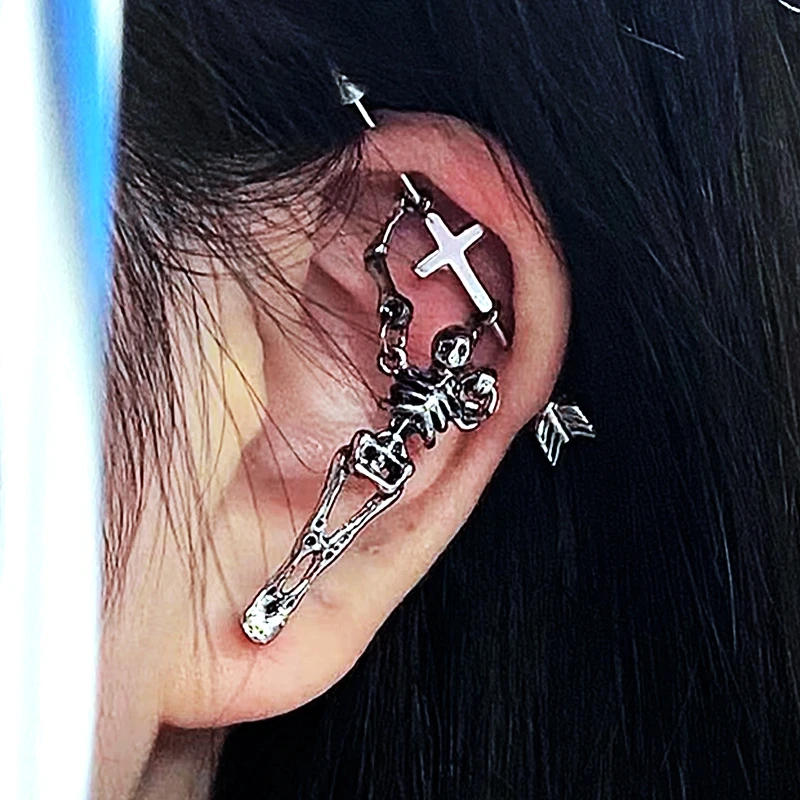 Pendientes de acero inoxidable con forma de calavera gótica, Piercing ...
