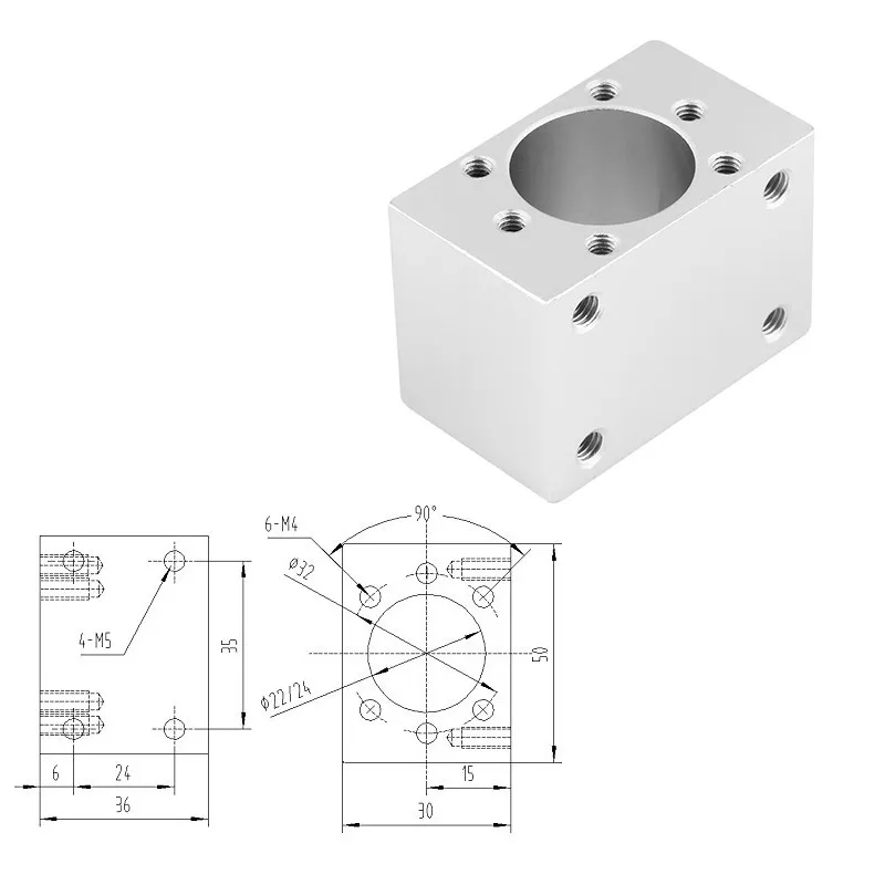 1pc Set 1204 Ballscrew Nut Housing Nut Bracket Bracket For Rm/sfu1204 ...