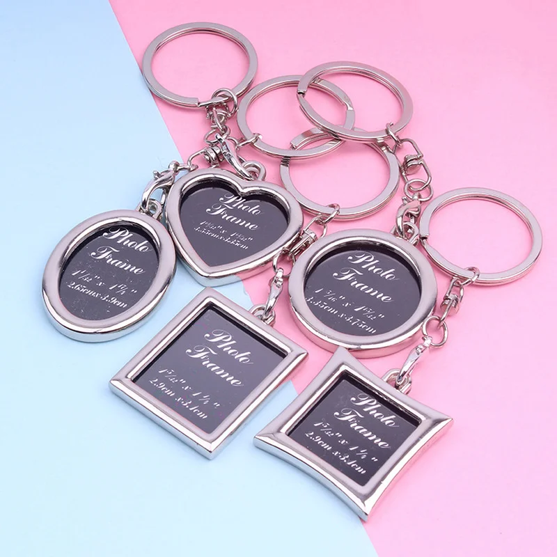 Creative-Metal-Insert-Photo-Picture-Frame-Keyring-Heart-Apple-Round ...