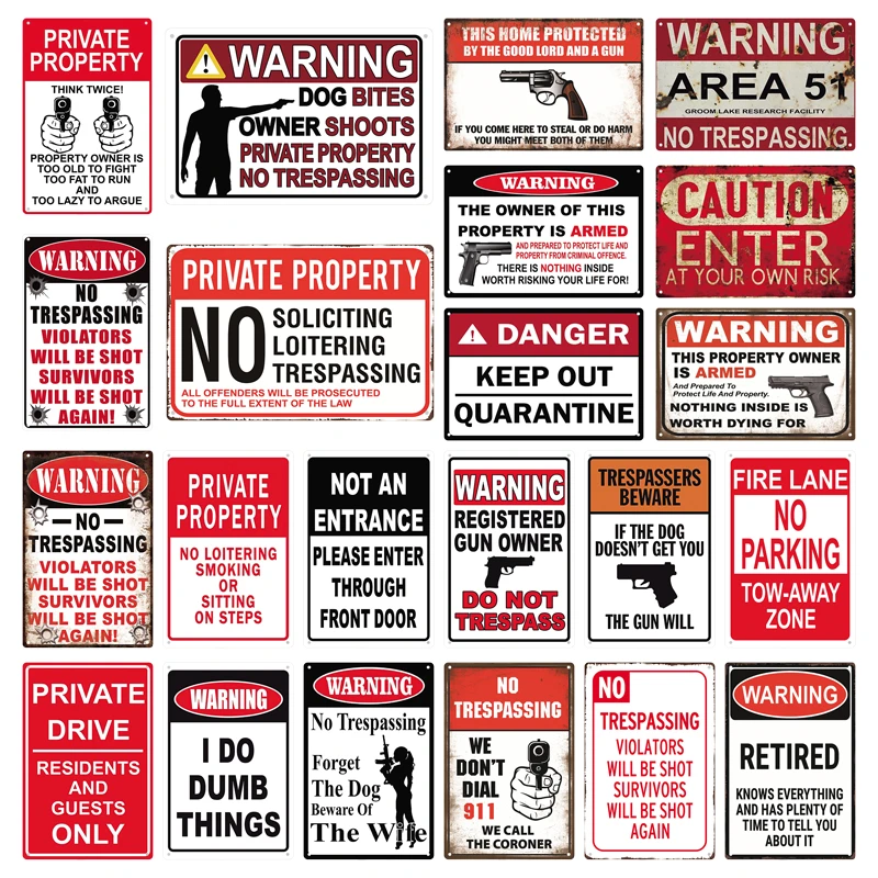 Warning Metal Sign Vintage Plaque Metal Caution Area 51 No Trespassing ...