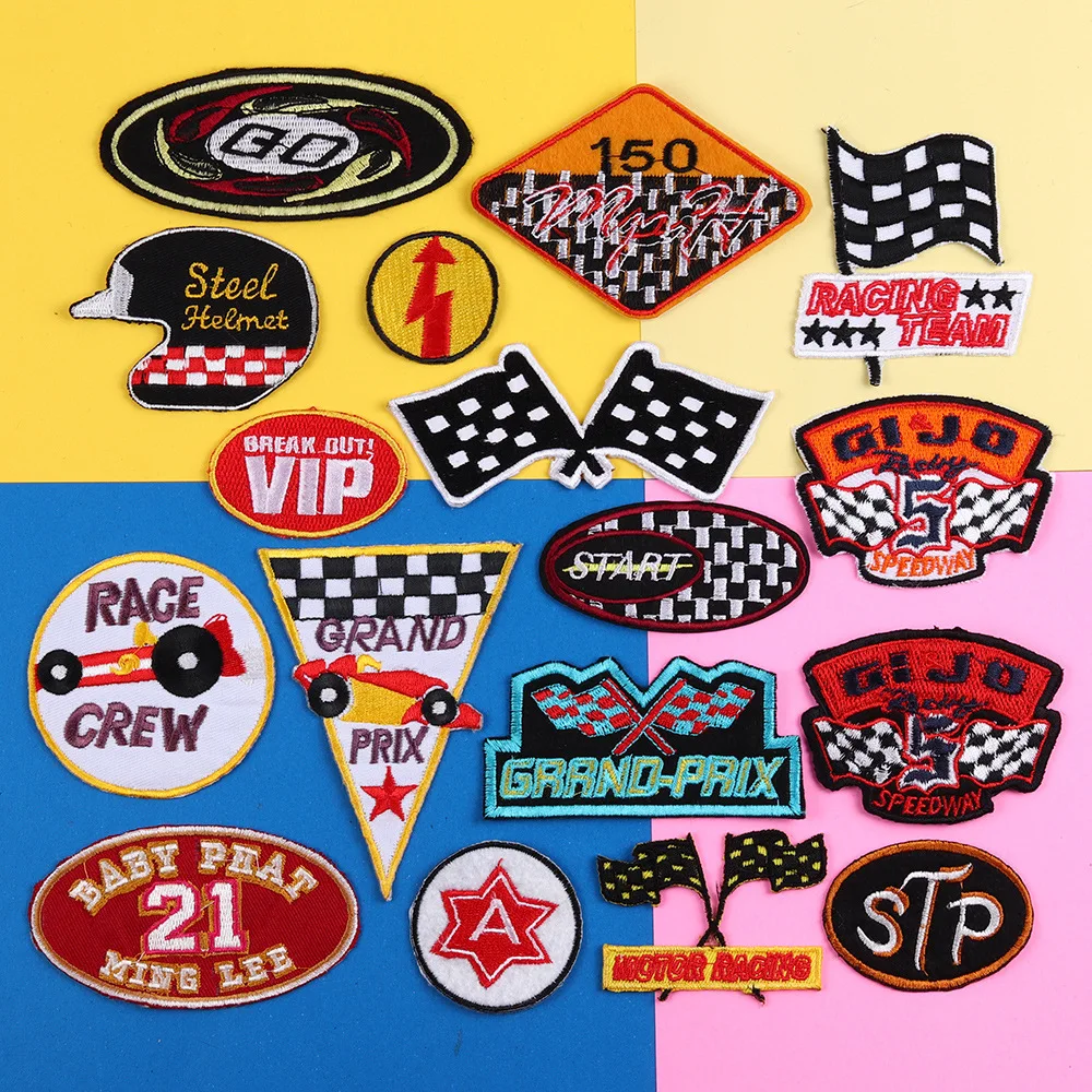 F1 Racing Logo Badges Signal Flag Embroidery Patches Iron on Grand Prix ...