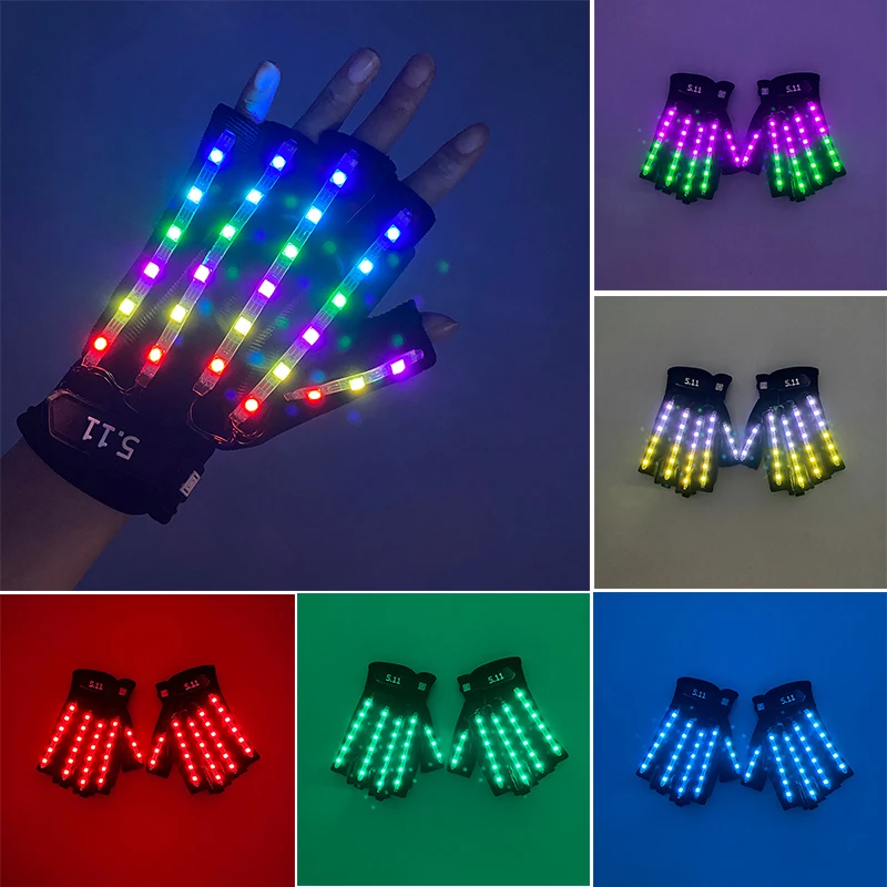 Colorful-Changeable-Glowing-LED-Rechargeable-Type-Gloves-Neon-Light ...