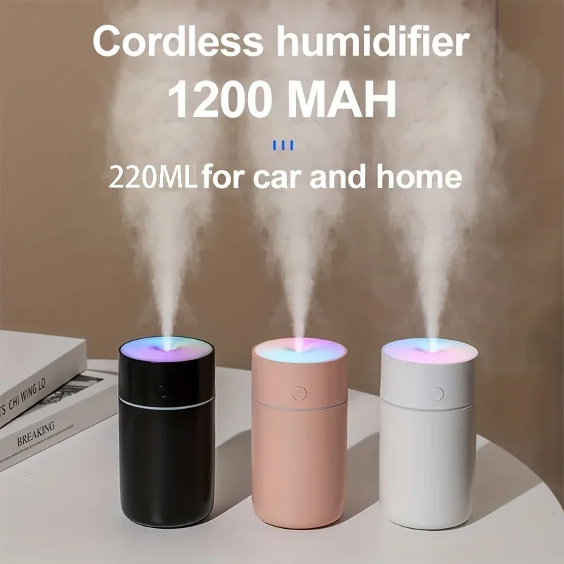 Portable-Usb-Rechargeable-Air-Humidifier-LED-light-mini-220ml-h2o-Spray ...
