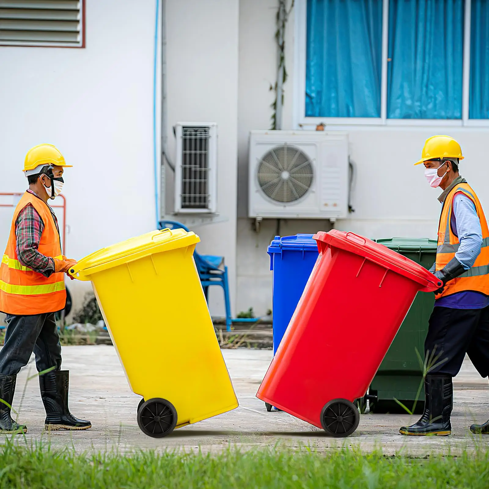 1 Set Rubber Wheels Trash Can Pulley Wheels replacement Garbage Can ...