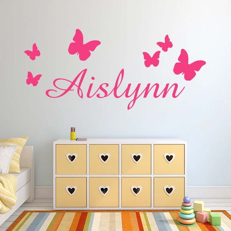 Custom-Girl-Name-Sticker-with-Beautiful-Butterflies-One-Piece ...