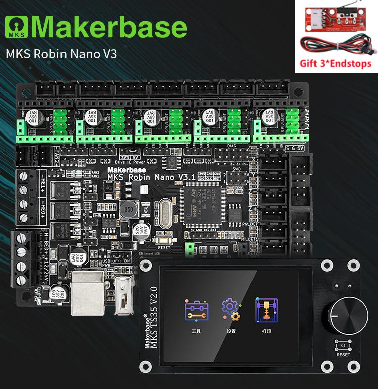 Makerbase MKS Robin Nano V3.1 control board TS35 touch screen display ...