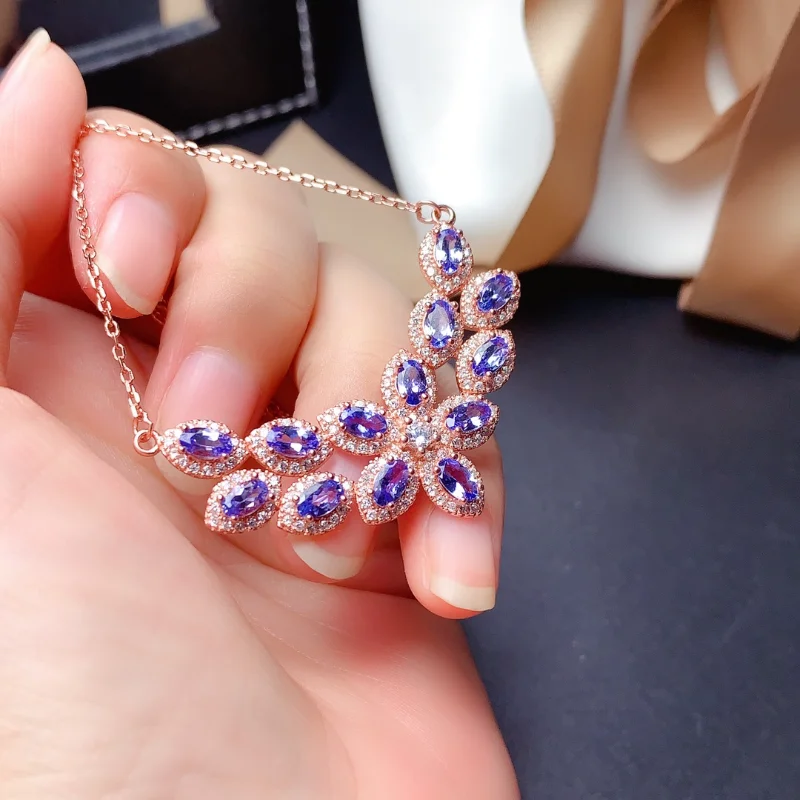 Tanzanite-Pendant-Necklace-with-Natural-Blue-Gemstone-Fashion-925 ...