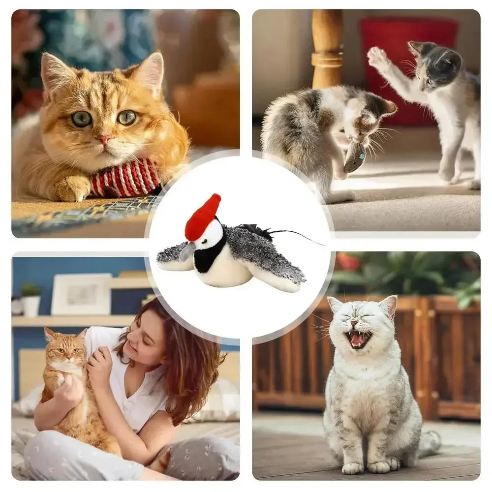 Panda-souce.com | 1pc Flapping Sparrow Cat Toys Interactive Chirping ...