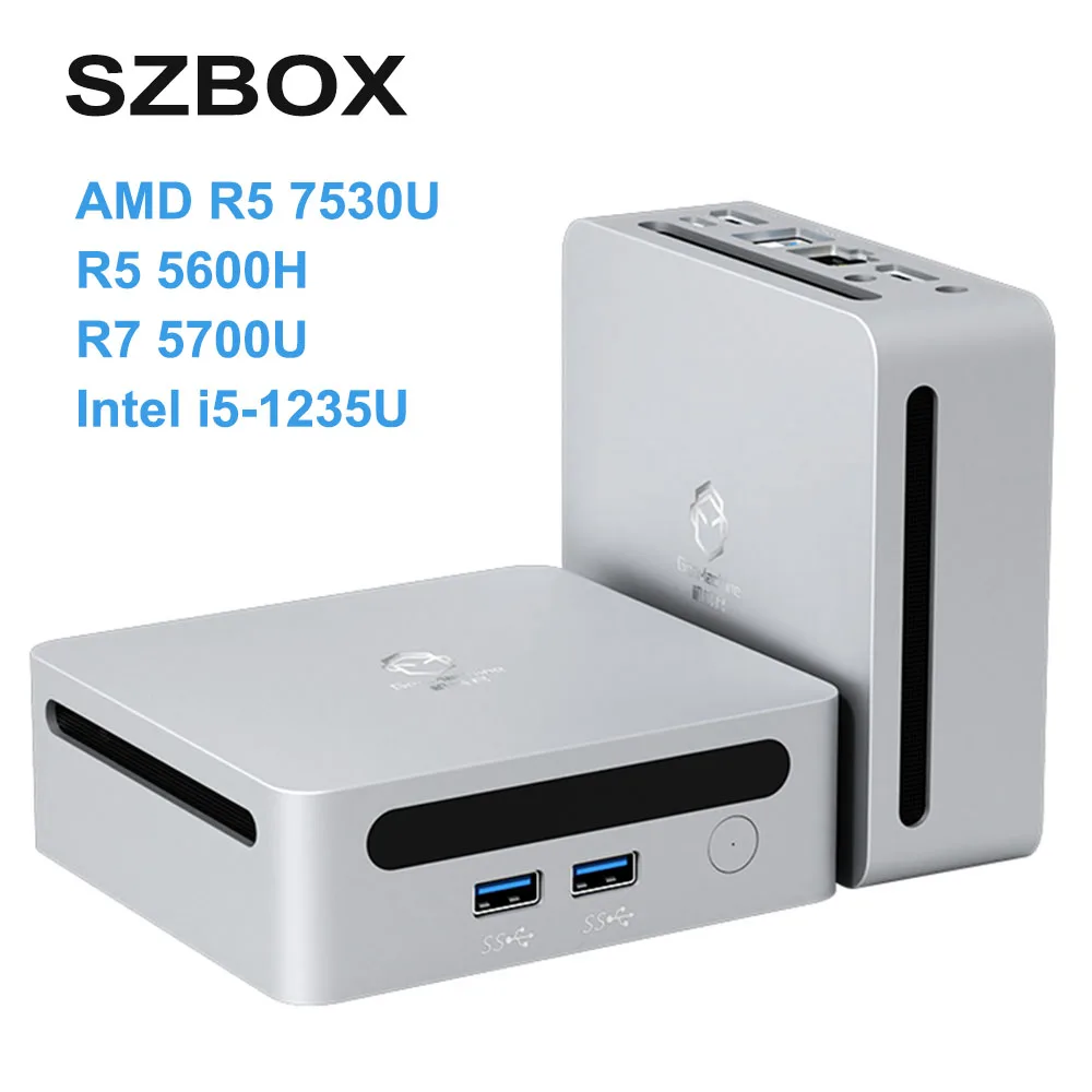 SZBOX AMD Ryzen 5 7530U/R5 5600H/R7 5700U/i5-1235U Mini PC Windows 11 ...