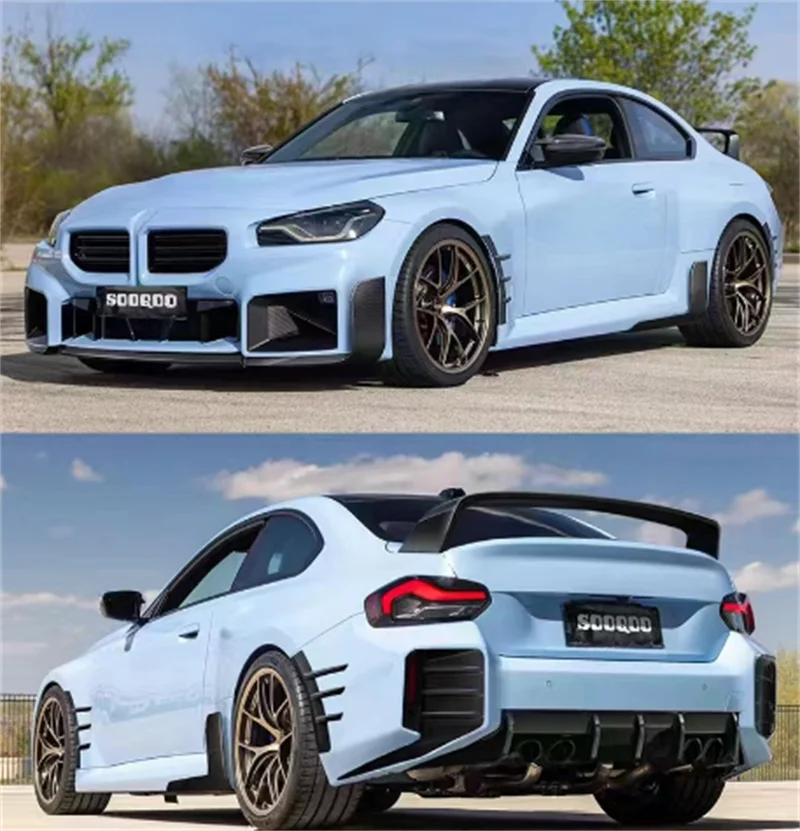 For BMW G87 M2 Real Dry Carbon Fiber Front Lip Rear Diffuser Bumper ...