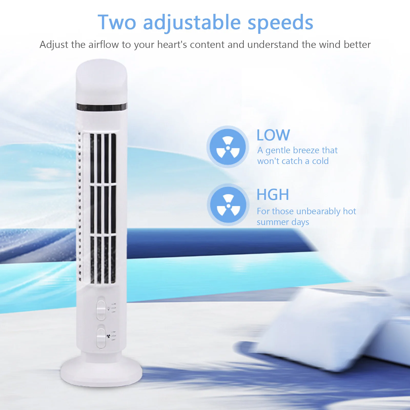 Portable Tower Fan Cooler Fan Desktop Cooling Fan Bladeless with Light ...