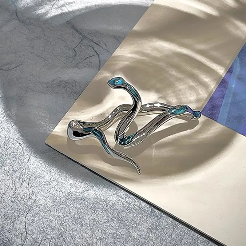 여성용 빈티지 뱀 귀 커프 귀걸이 펑크 블랙 뱀 비 피어싱 귀 클립 가짜 연골 귀걸이 트렌디 참 쥬얼리