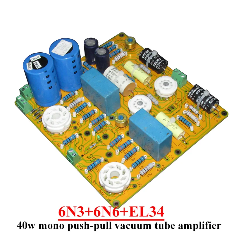 40w 6n3 + 6n6 + el34 mono placa de amplificador de potência goldox m tipo push pull tubo de ...