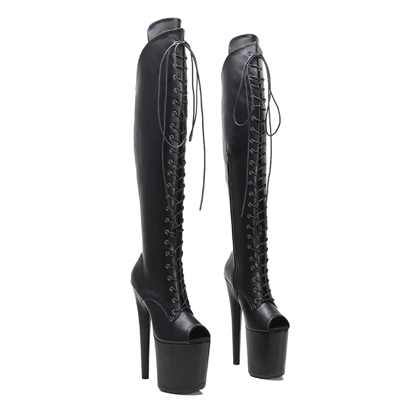 Leecabe-20CM-Matte-PU-High-Heel-platform-Boots-Open-toe-Pole-Dance ...