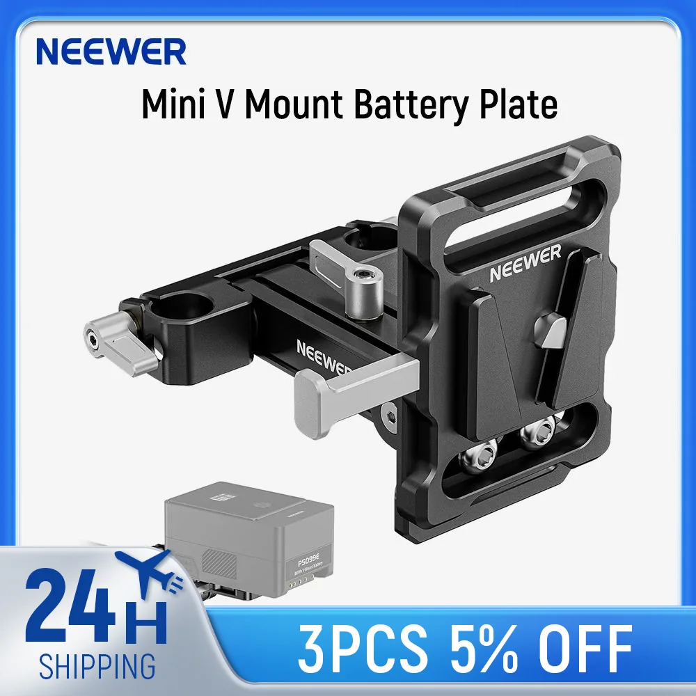 NEEWER-Mini-V-Mount-Battery-Plate-with-15mm-LWS-Rod-Clamp-180-Tilt ...