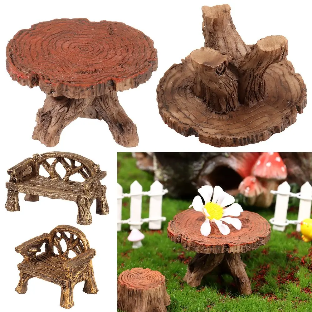 DIY-Succulents-Bonsai-Fairy-Garden-Decor-Miniature-Stools-Table-Micro ...