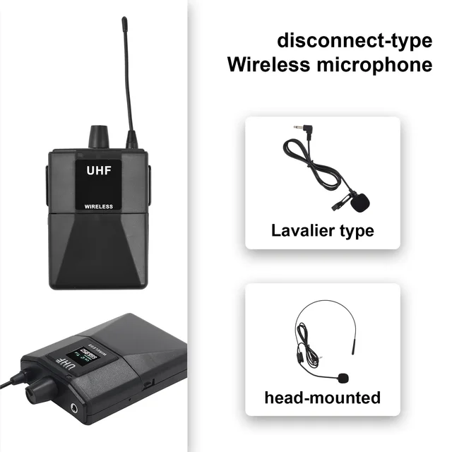 UHF Wireless Microphone 2-Channel System - Handheld & Headset/Lavalier ...